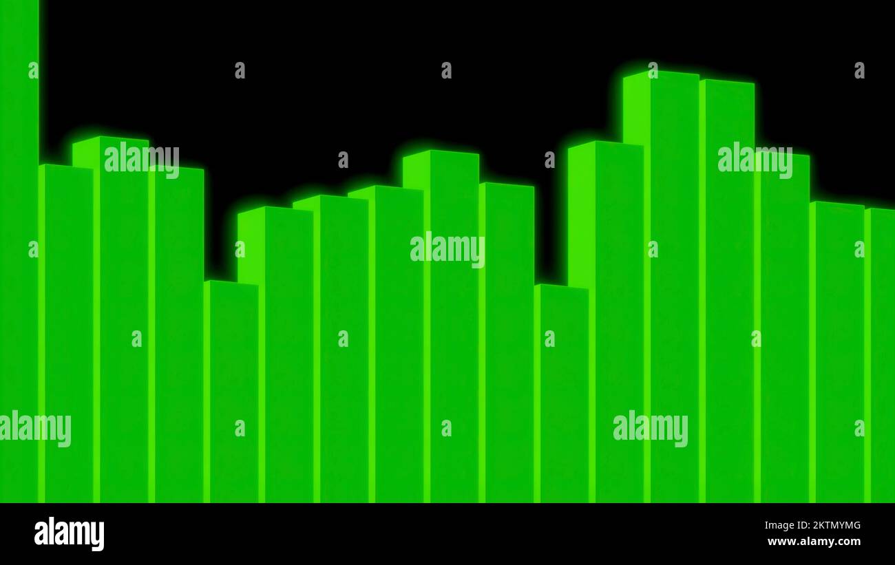 Modern 3d business chart graphics on a black background. Design. Moving ...