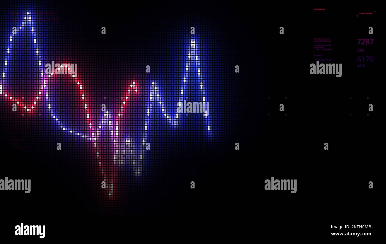 Graph lines in monitor image. Motion. Business diagram with neon lines ...
