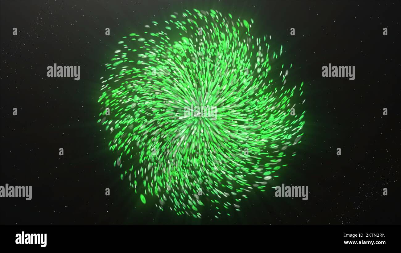 Energy spiral formed into ball in space. Motion. Glowing ball from ...