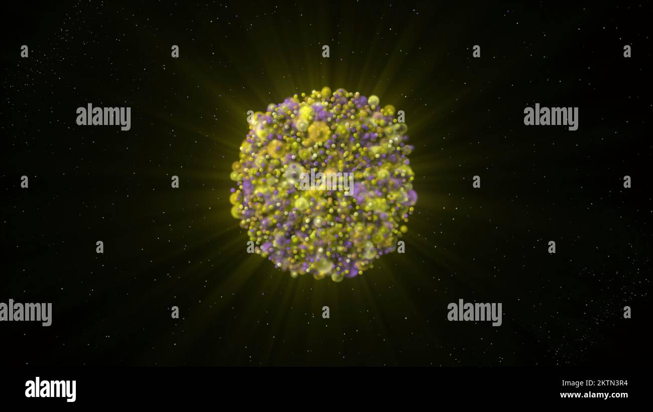 Energy spiral formed into ball in space. Motion. Glowing ball from ...