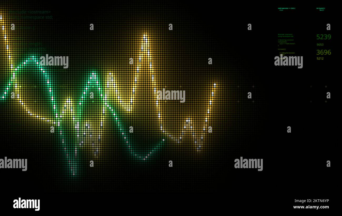 Graph lines in monitor image. Motion. Business diagram with neon lines ...