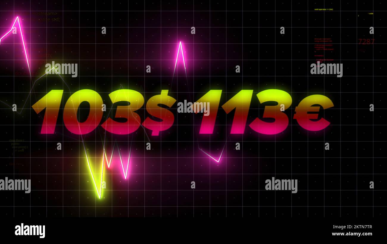 Changing neon chart with numbers. Motion. Exchange rates with moving ...