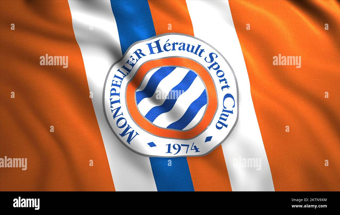 Flag of French football club. Motion. Beautiful 3D flag in wind with ...