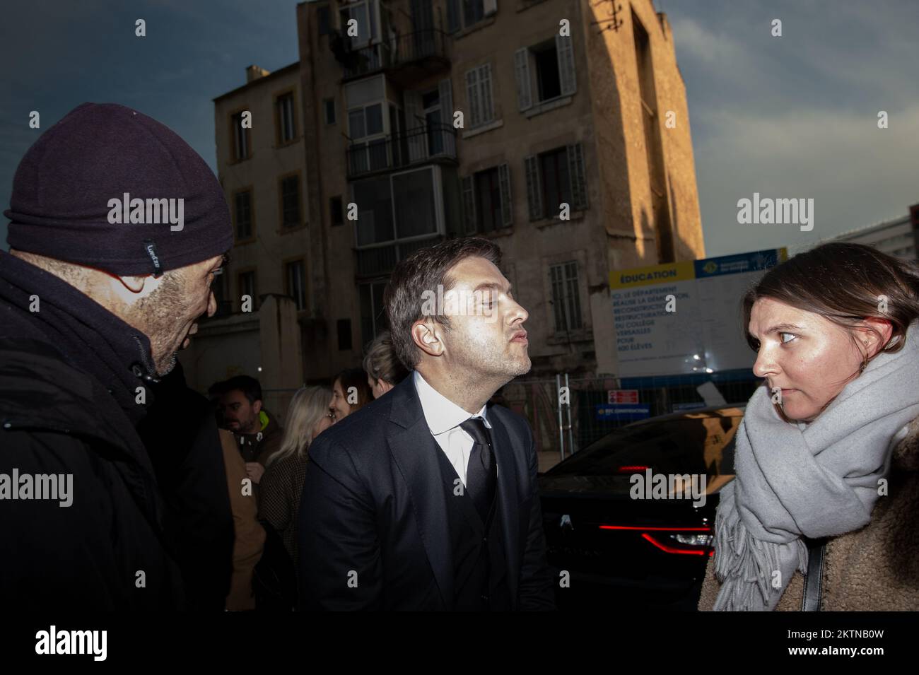 Benoit Payan (mayor of Marseille) talks with inhabitants in the ...