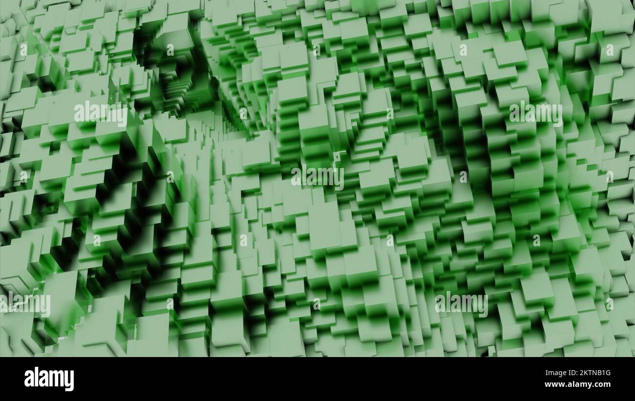 Moving stream of squares in matrix. Design. 3D cubes move quickly in ...