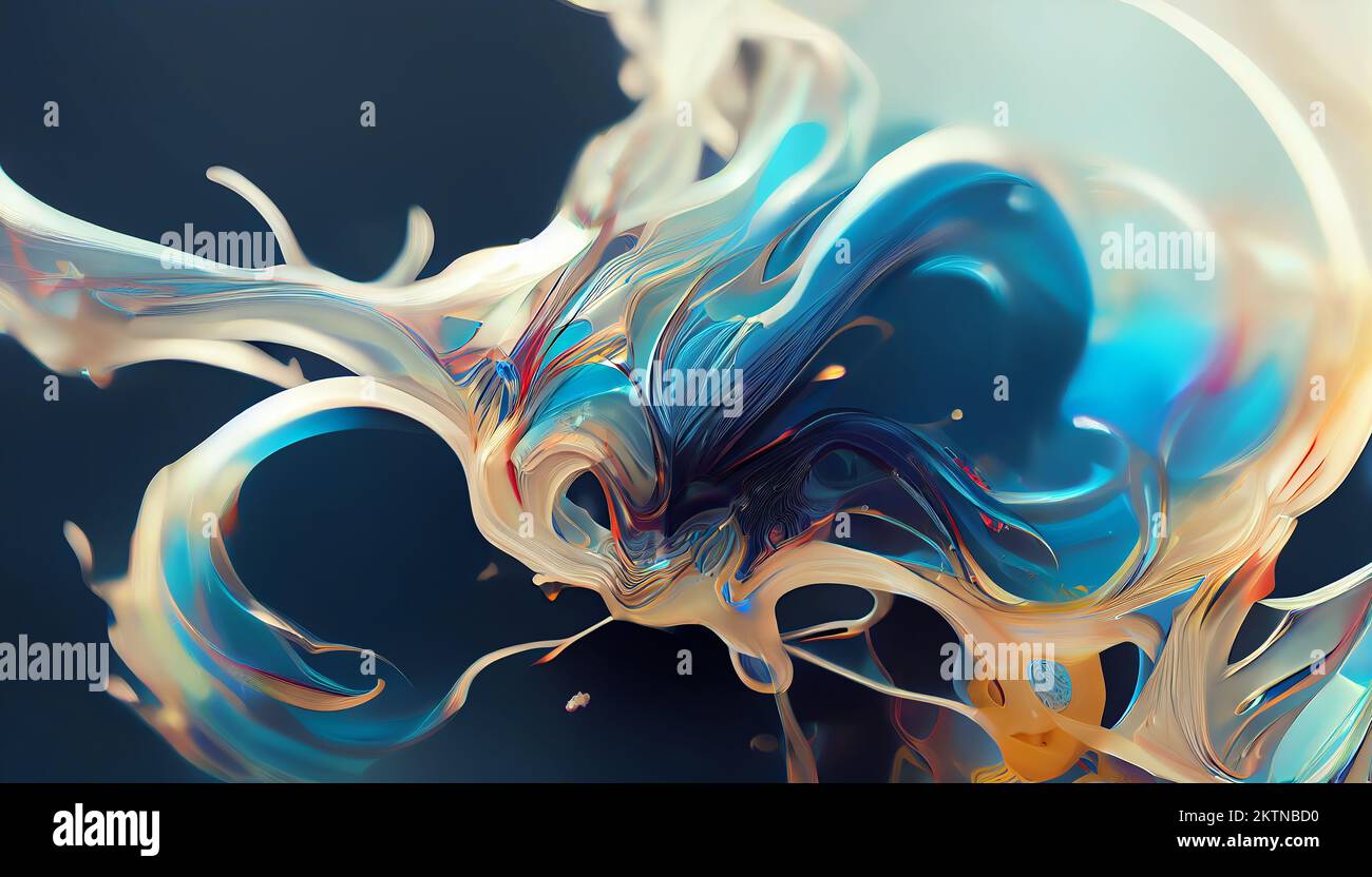 Abstract azure, blue and turquoise paint splatter background. Fluid ...