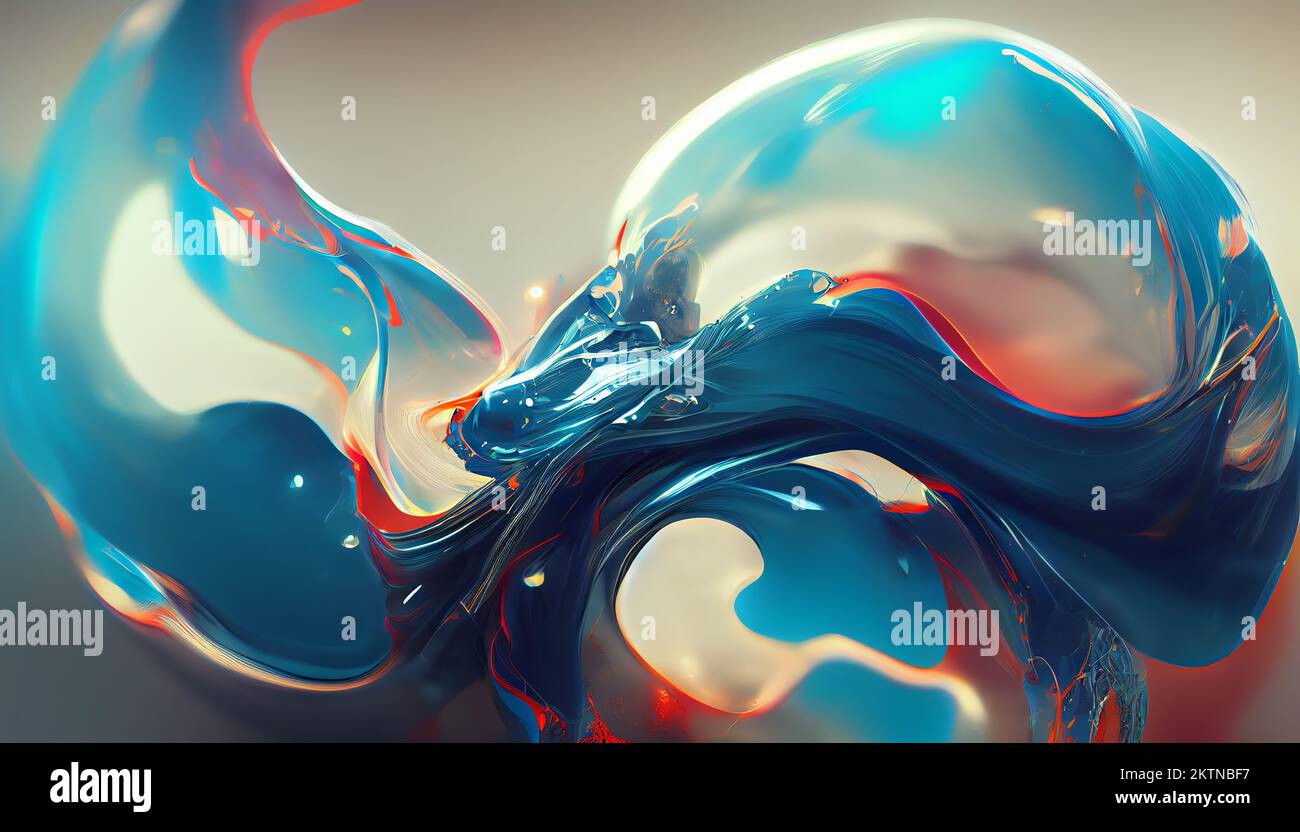 Abstract azure, blue and turquoise paint splatter background. Fluid ...