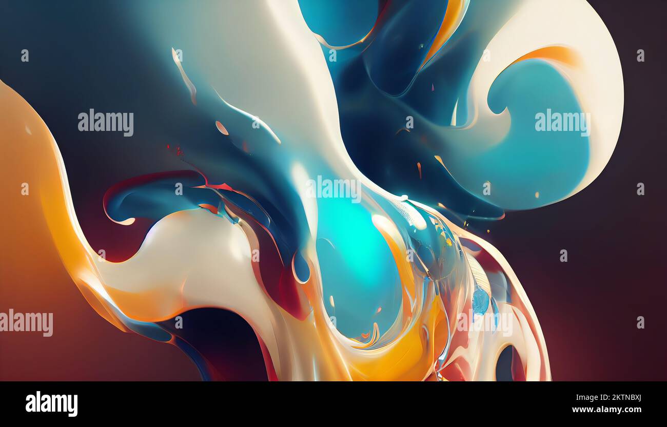 Abstract azure, blue and turquoise paint splatter background. Fluid ...