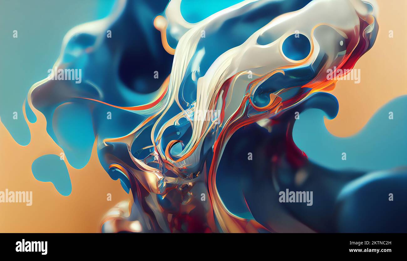 Abstract azure, blue and turquoise paint splatter background. Fluid ...