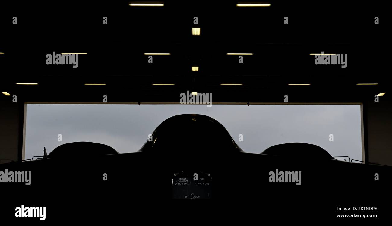 A B-2 Spirit stealth bomber assigned to the 509th Bomb Wing sits in a ...