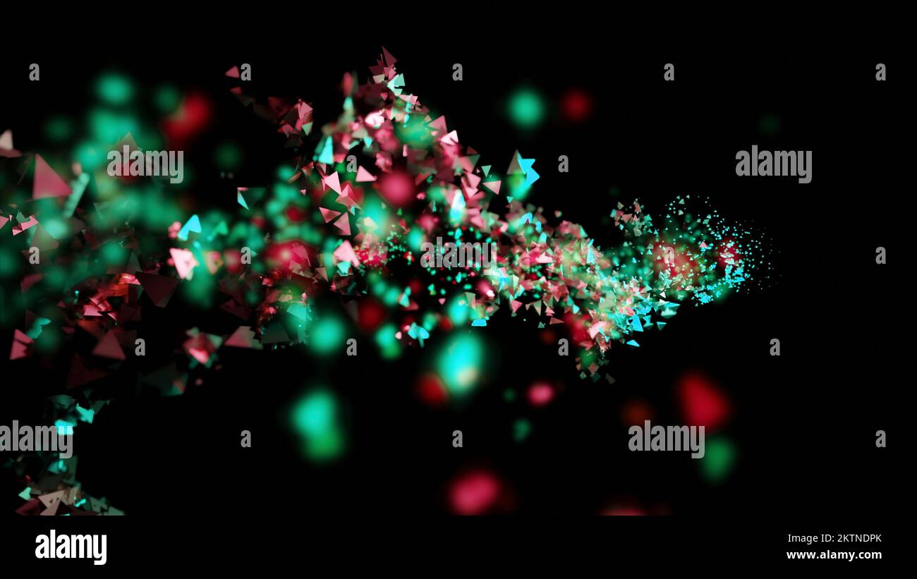 Colorful shimmering particles move in stream. Design. Stream of bright ...