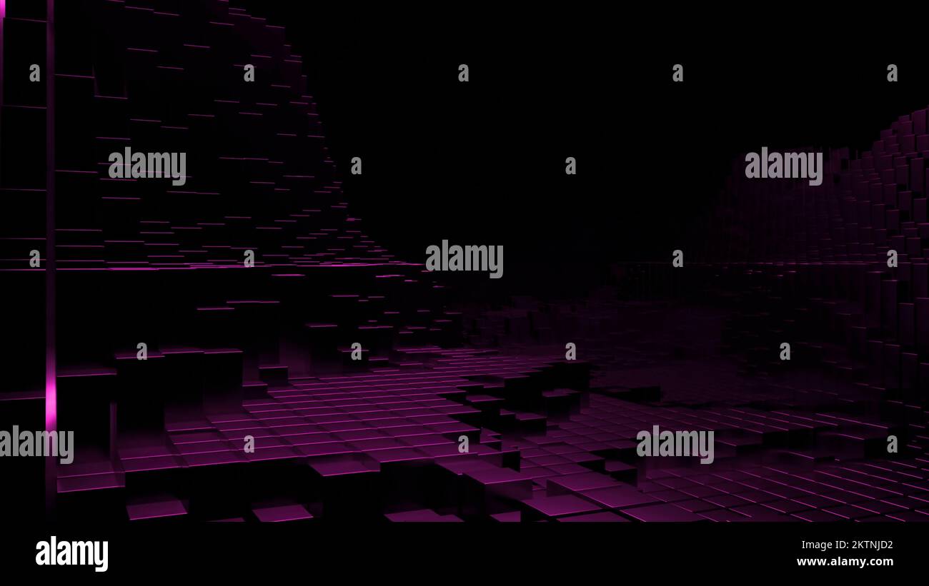 3d mountains of pixels. Design. Movement in 3d relief with mountains of ...