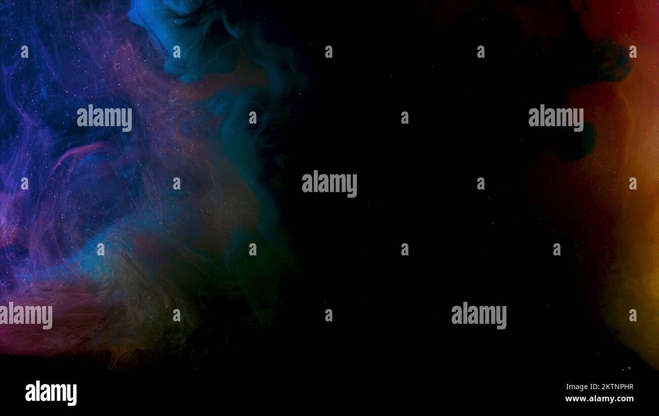 Black ink fills color space. Stock. Underwater fluid art with ink ...