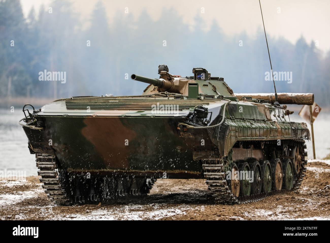 Polish soldiers assigned to 20th Mechanized Brigade operating a BMP-1 ...