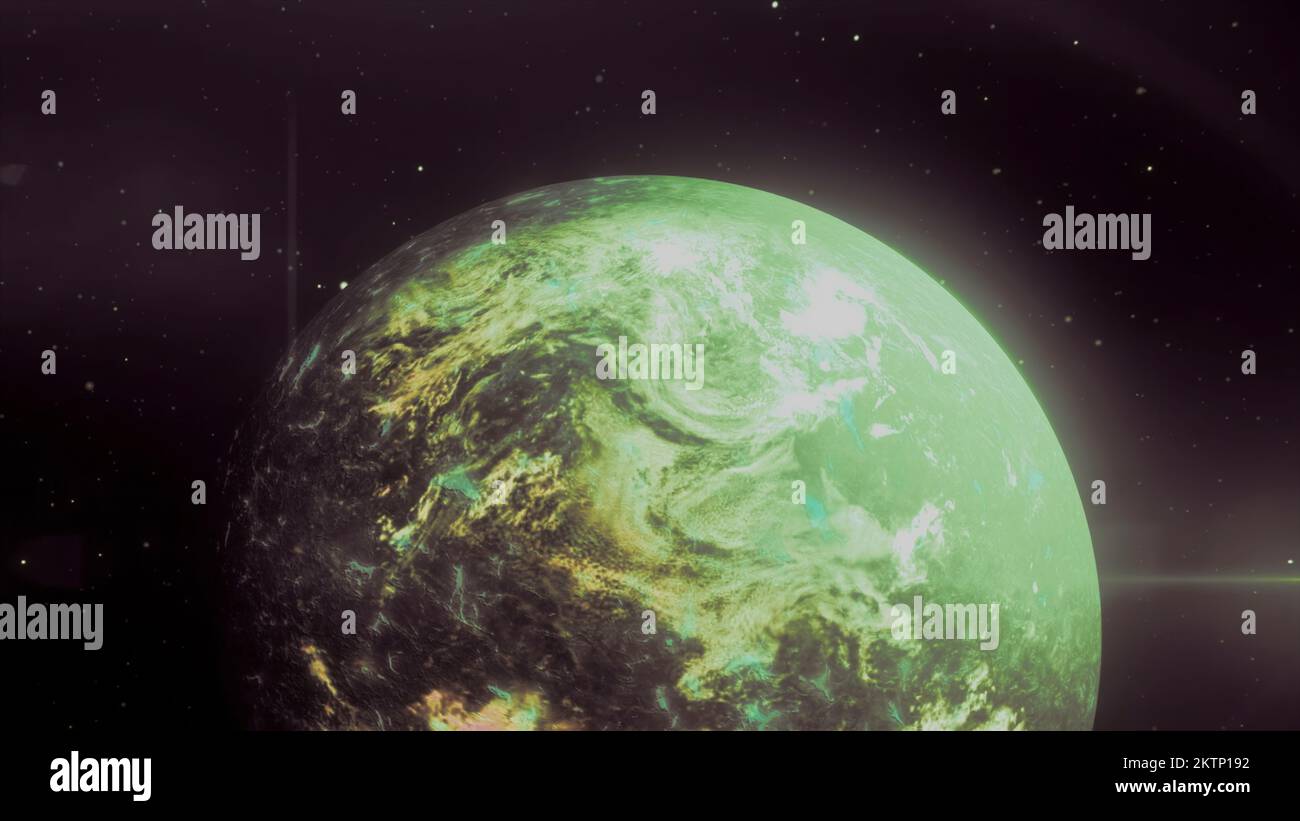 3D animation with planet in space. Motion. Colored planet with ...