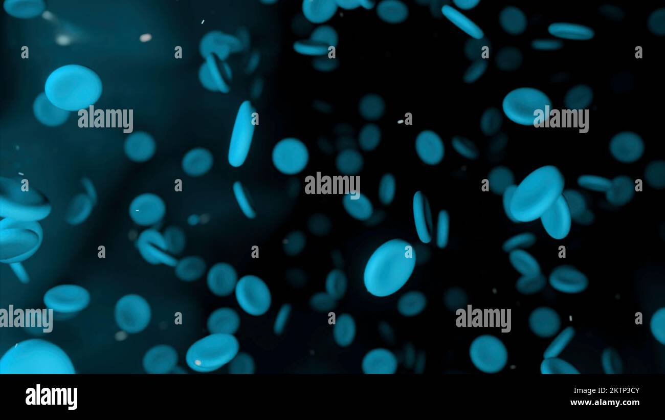 3D animation with moving cells in channel. Design. Disease cells move ...