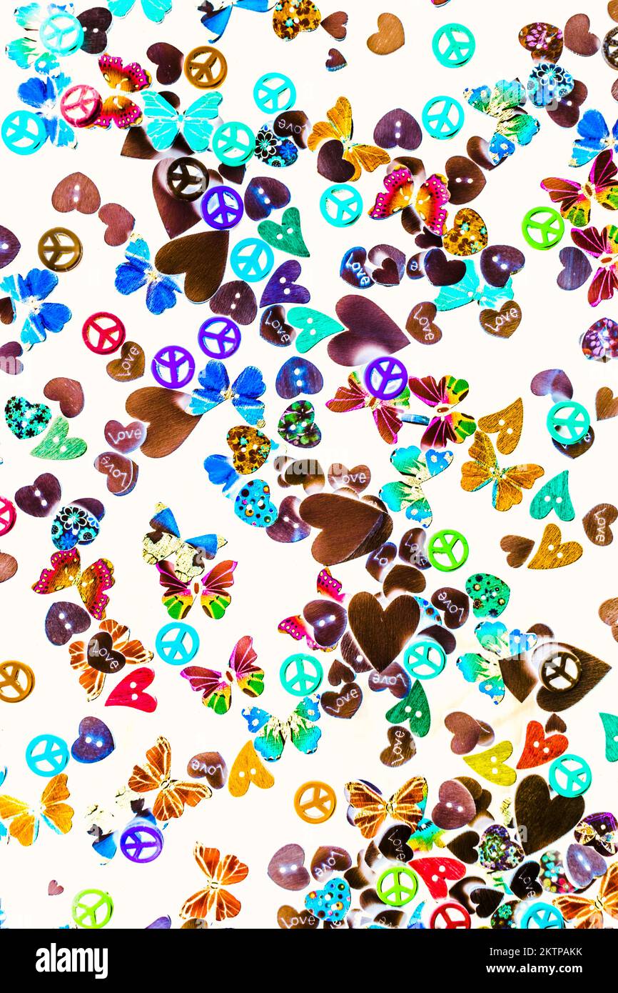 Creative fine art composition on a mix of heart sentiments with ...