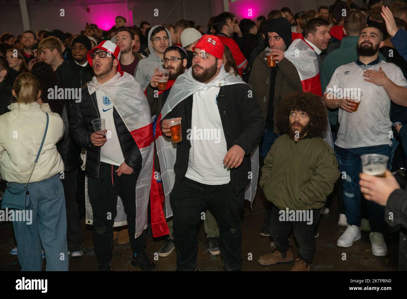 Fans watch and celebrate at the '4TheFans Fan Park in Manchester' Stock ...