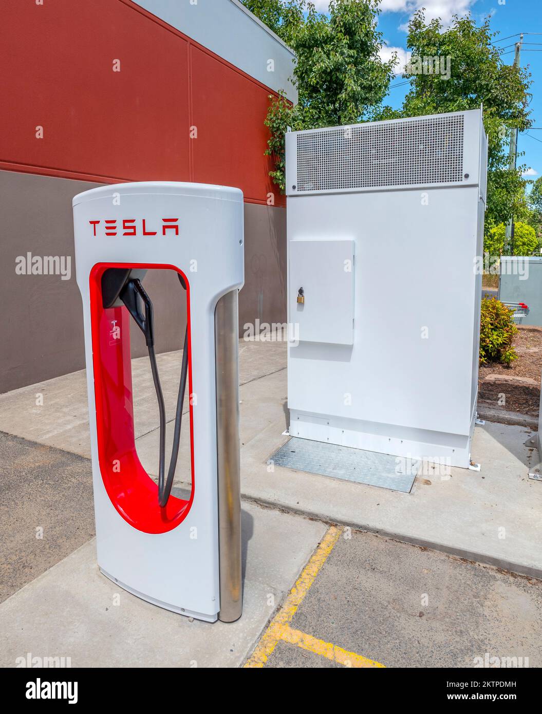 Tesla charging points at Coles car park in Tenterfield Stock Photo - Alamy