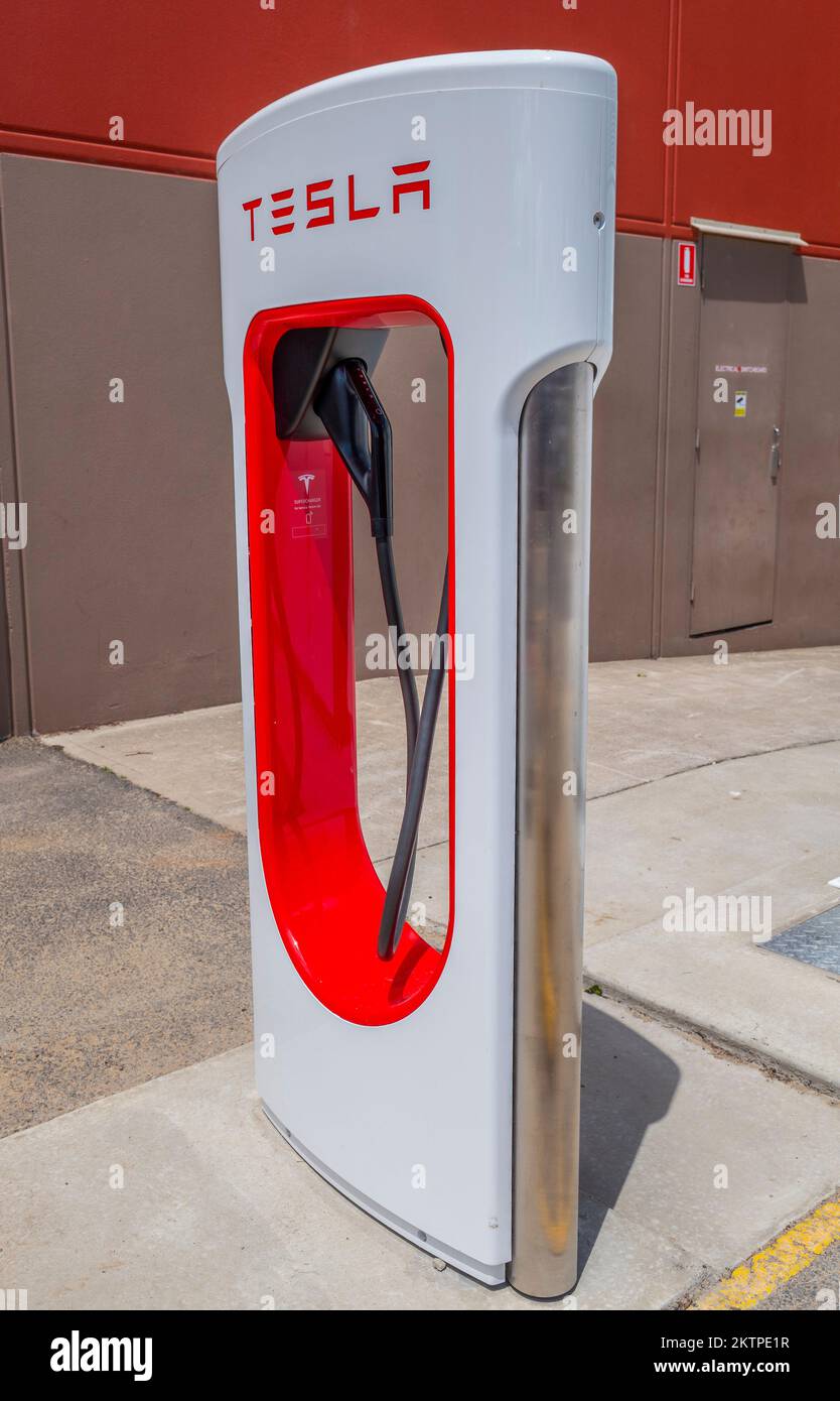 Tesla charging points at Coles car park in Tenterfield Stock Photo - Alamy