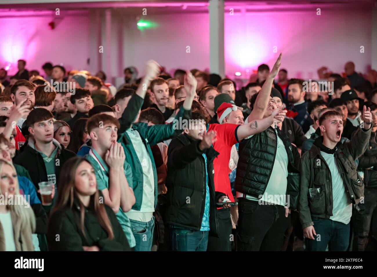 Fans watch and celebrate at the '4TheFans Fan Park in Manchester' Stock ...