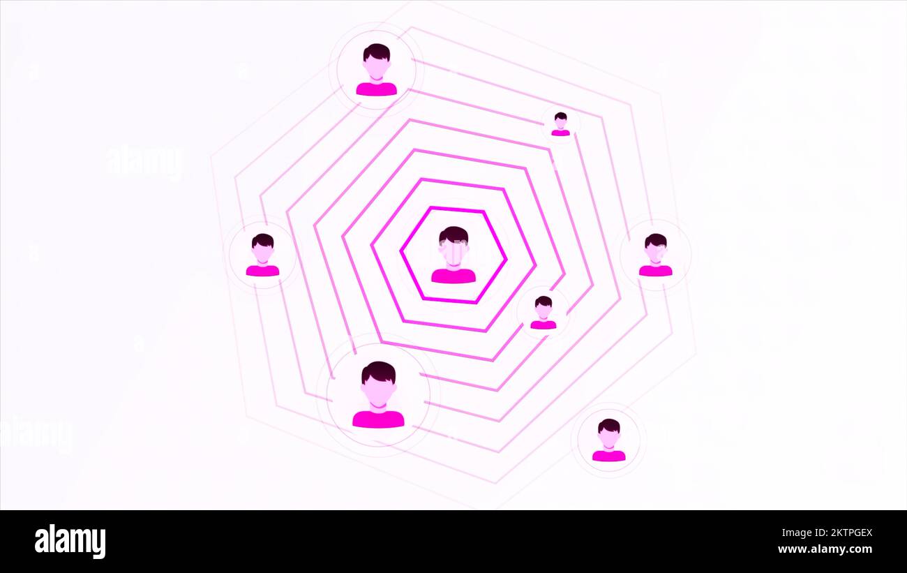 Animation with circles and account icons. Motion. Icons of person with ...