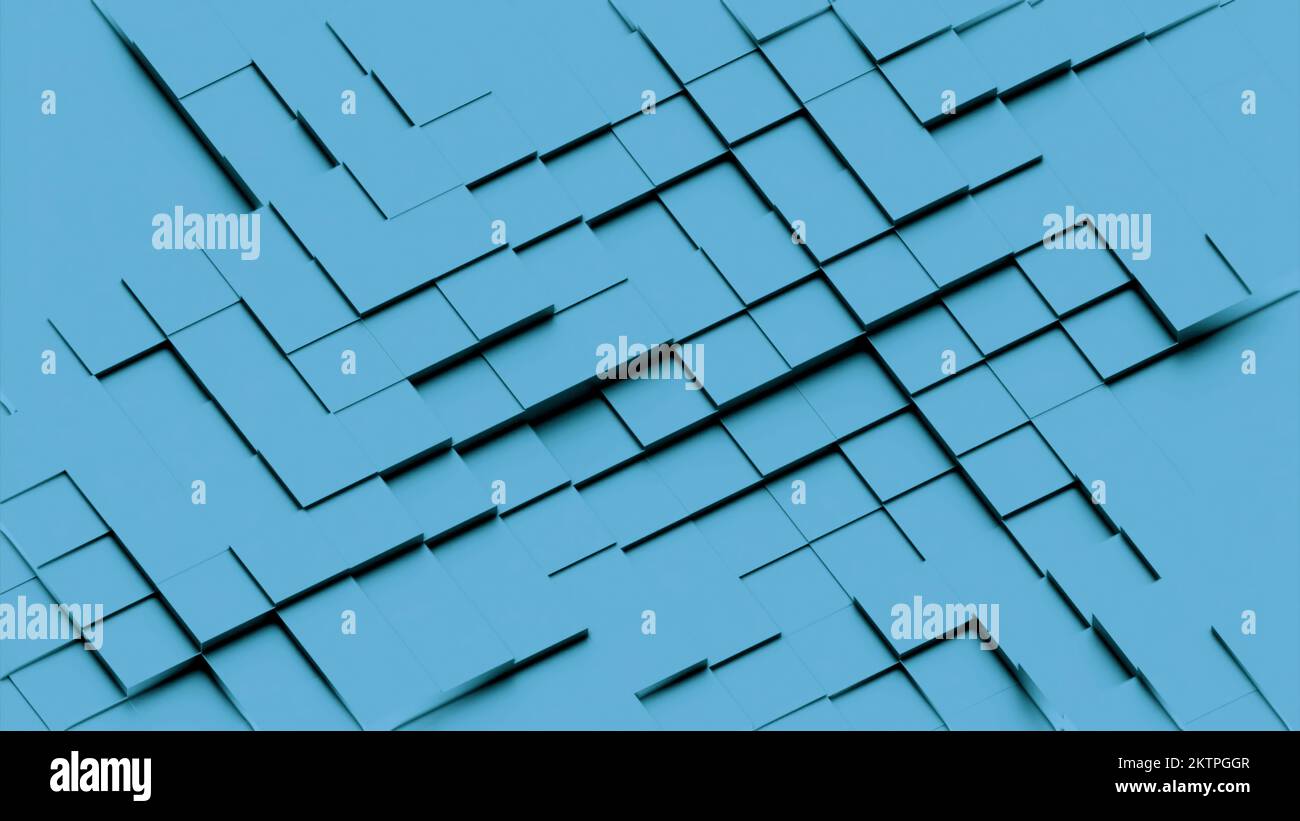 Blue squared moving 3D tiles pattern. Design. Texture of waving cubes ...