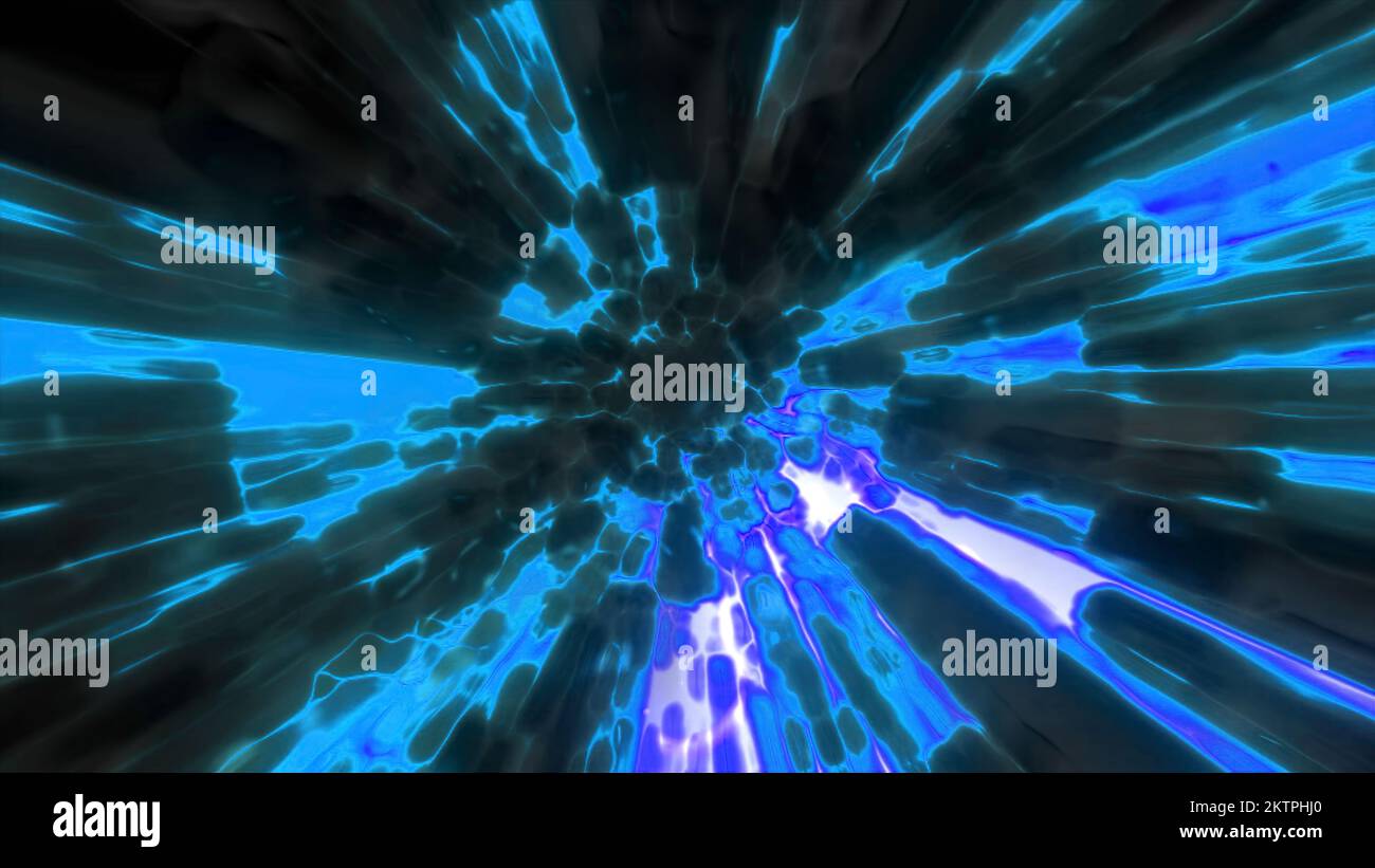Rotating tunnel with bright spots. Motion. Colorful spots move in flow ...
