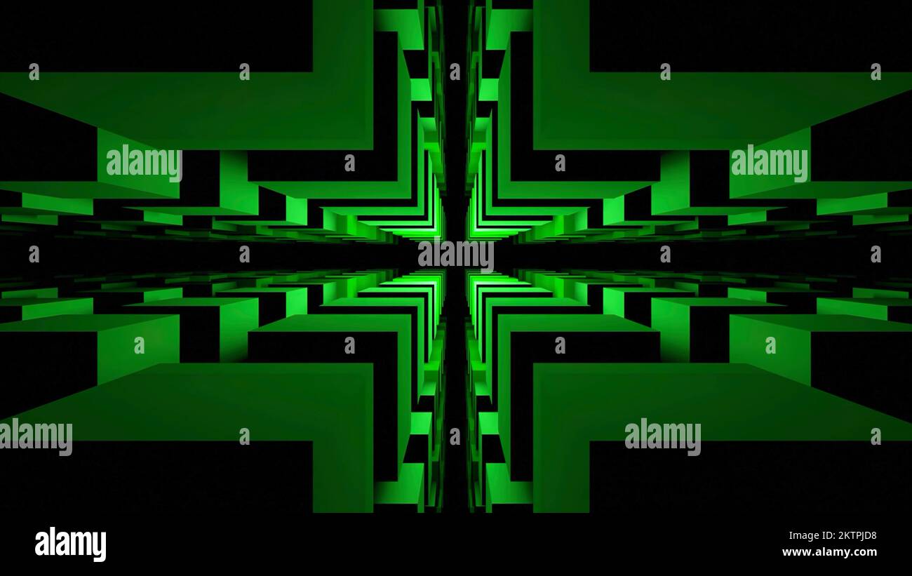 Gap in space of squares. Design. Sacral cleft in labyrinth. 3D space of ...