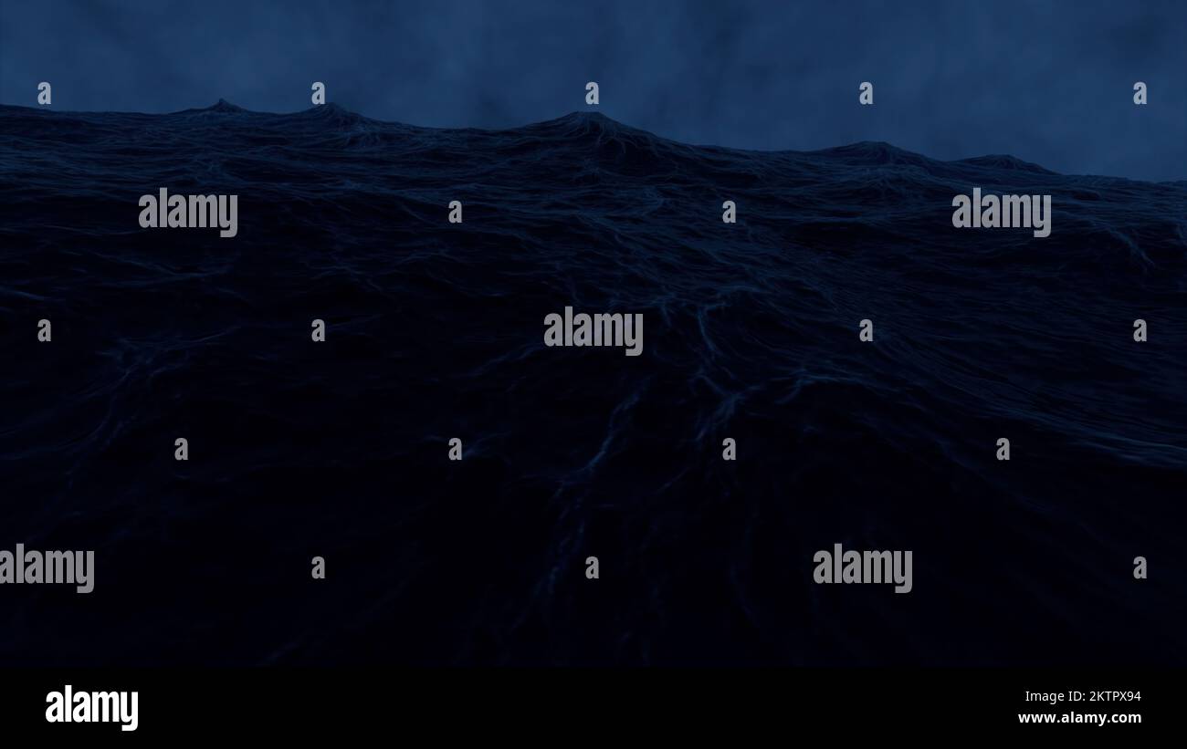 The raging sea. Design.Huge waves of the sea with a gray sky in ...