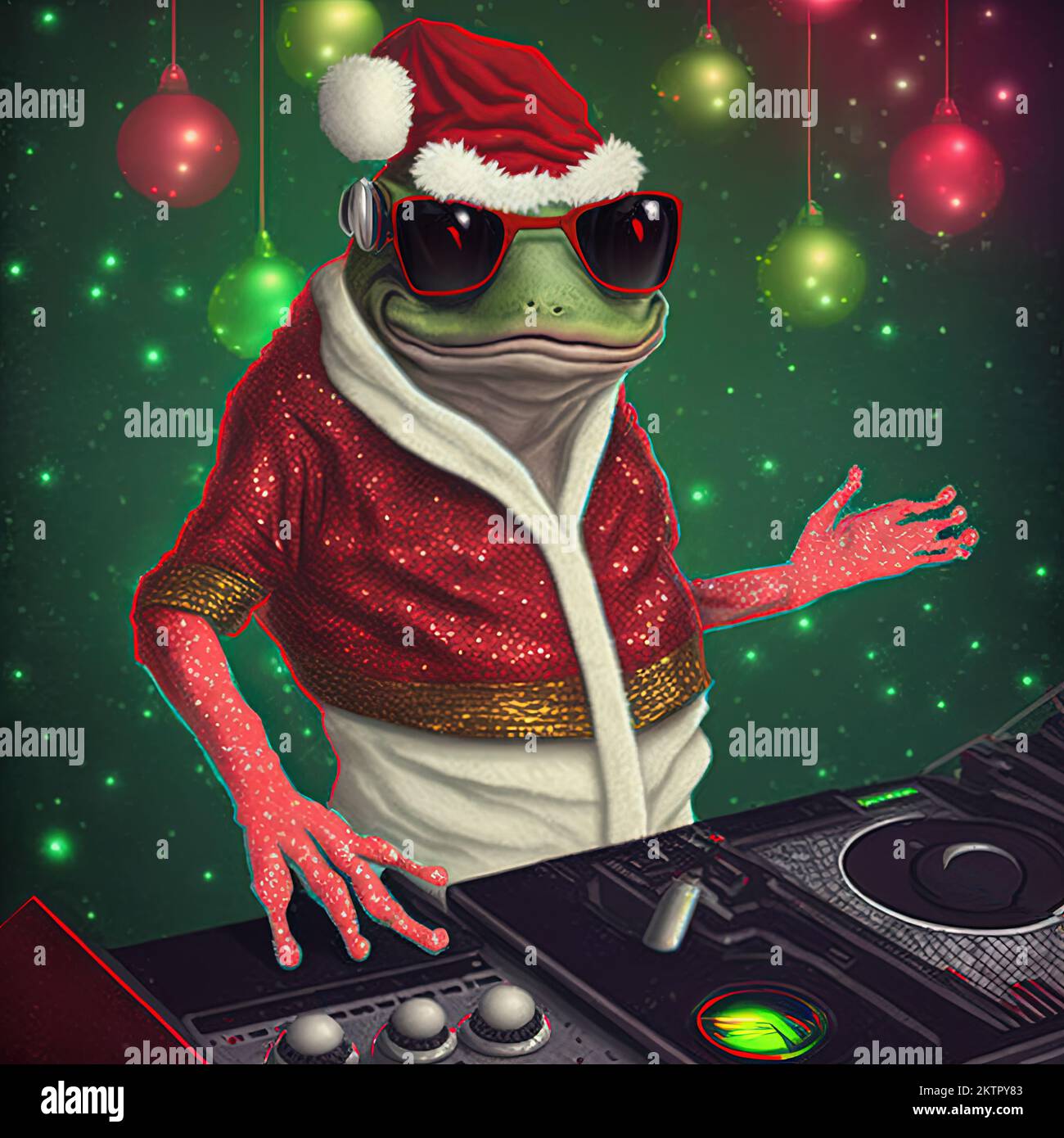 Cartoon christmas santa claus dj hi-res stock photography and images ...