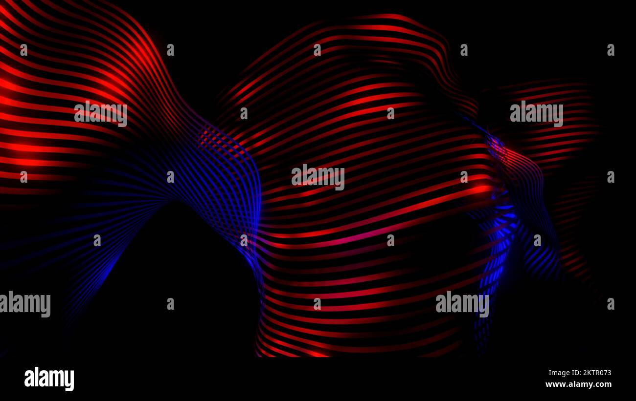 Wave black, blue, and red fabric background with ripples and folds ...