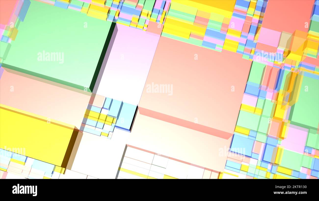 Colorful 3d cube background. Motion. Abstract colorful cubes of different sizes. Cubic ...