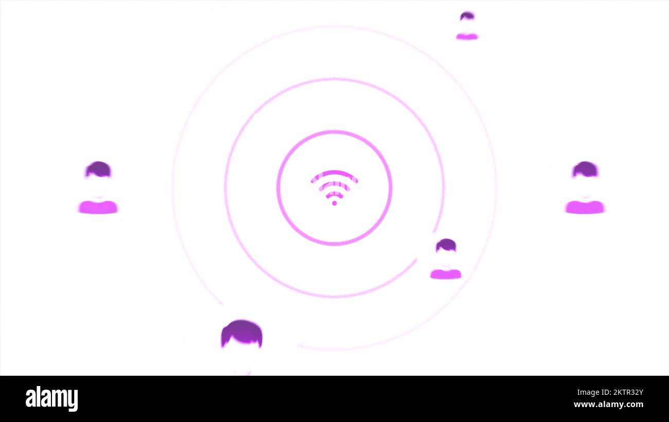 Wi-Fi sign and wave signal. Motion. Animation with Wi-Fi distribution ...