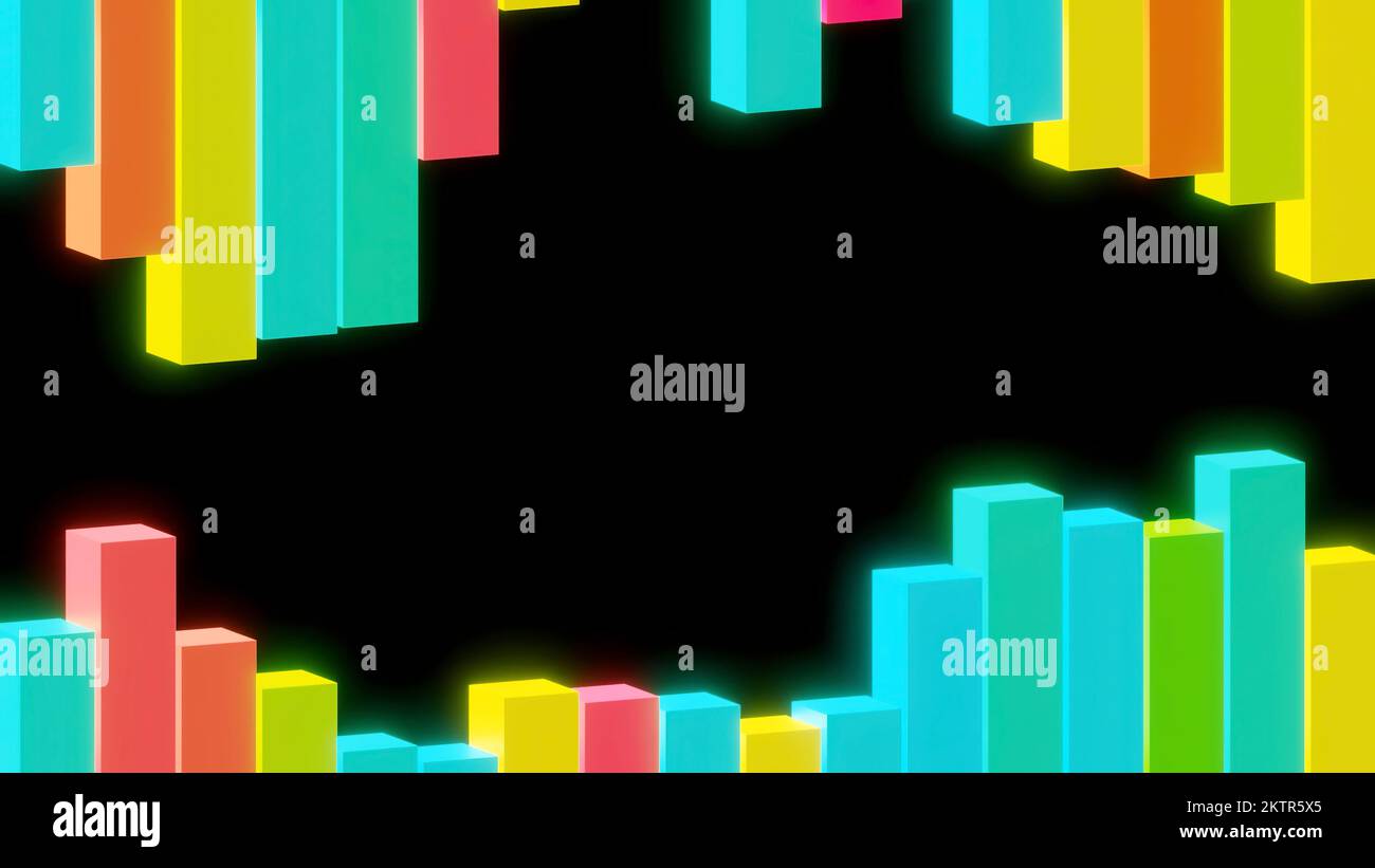 Black background. Design.Colored bright rectangles on top and bottom in ...