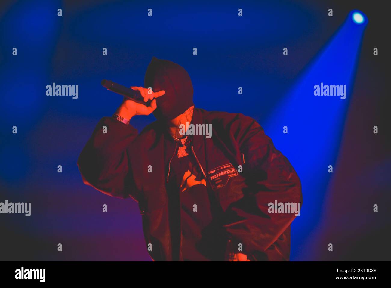 Naples, Italy. 29th Nov, 2022. The Italian rapper Luchè performs live ...