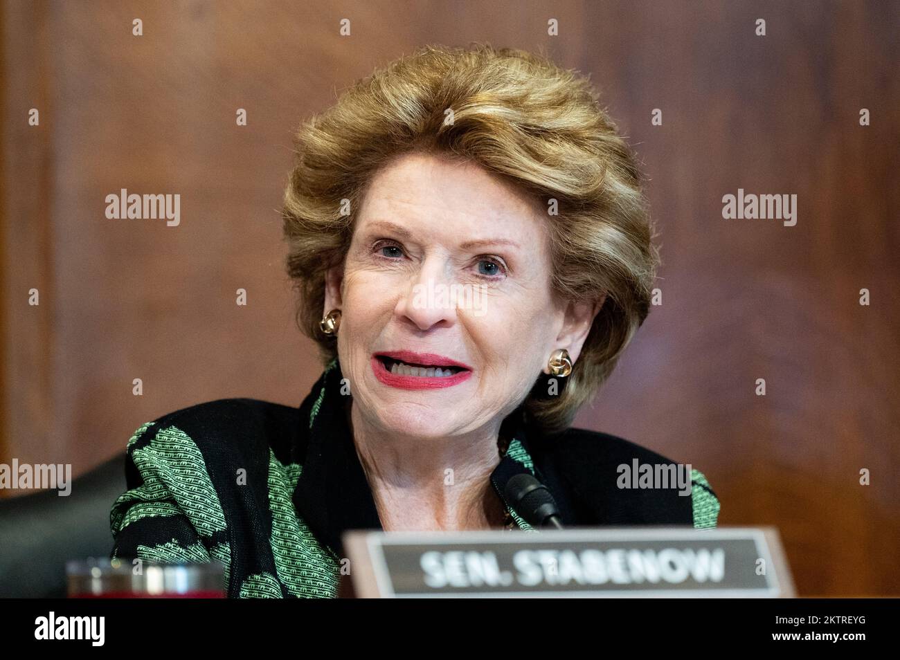 U.S. Senator Debbie Stabenow (D-MI) speaking at a meeting of the Senate ...