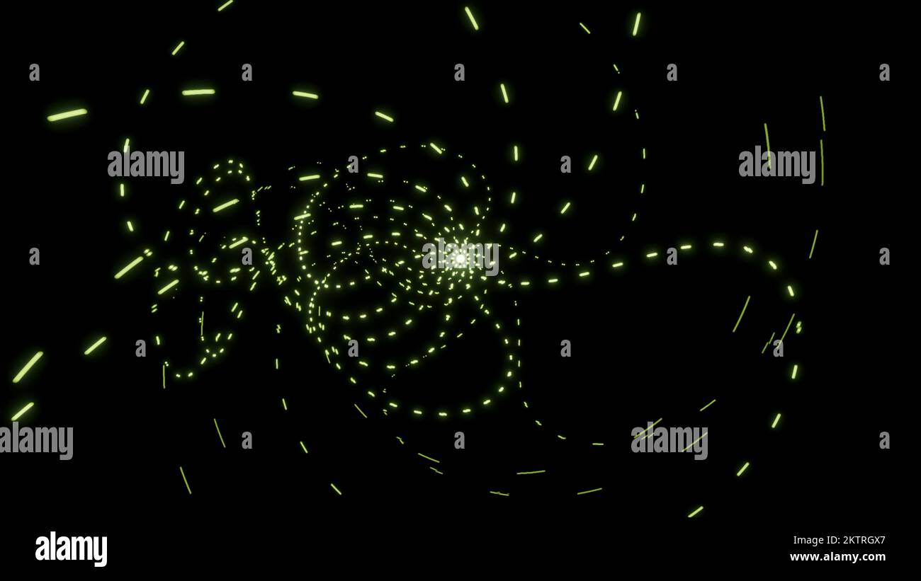 curved stream of moving luminous dots. Design. Glowing dots move like ...