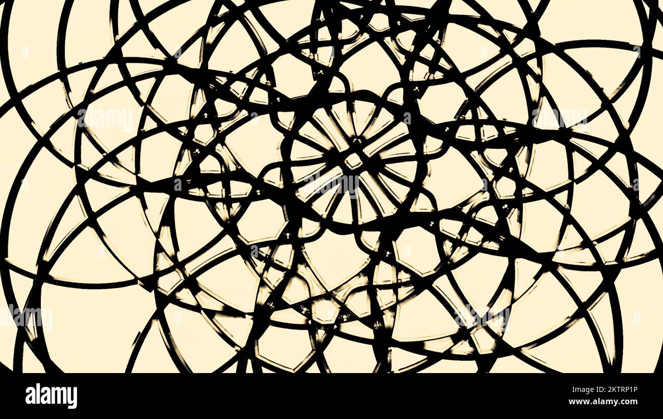 Linear pattern with hypnotic effect. Design. Abstract floral pattern of moving lines on white ...