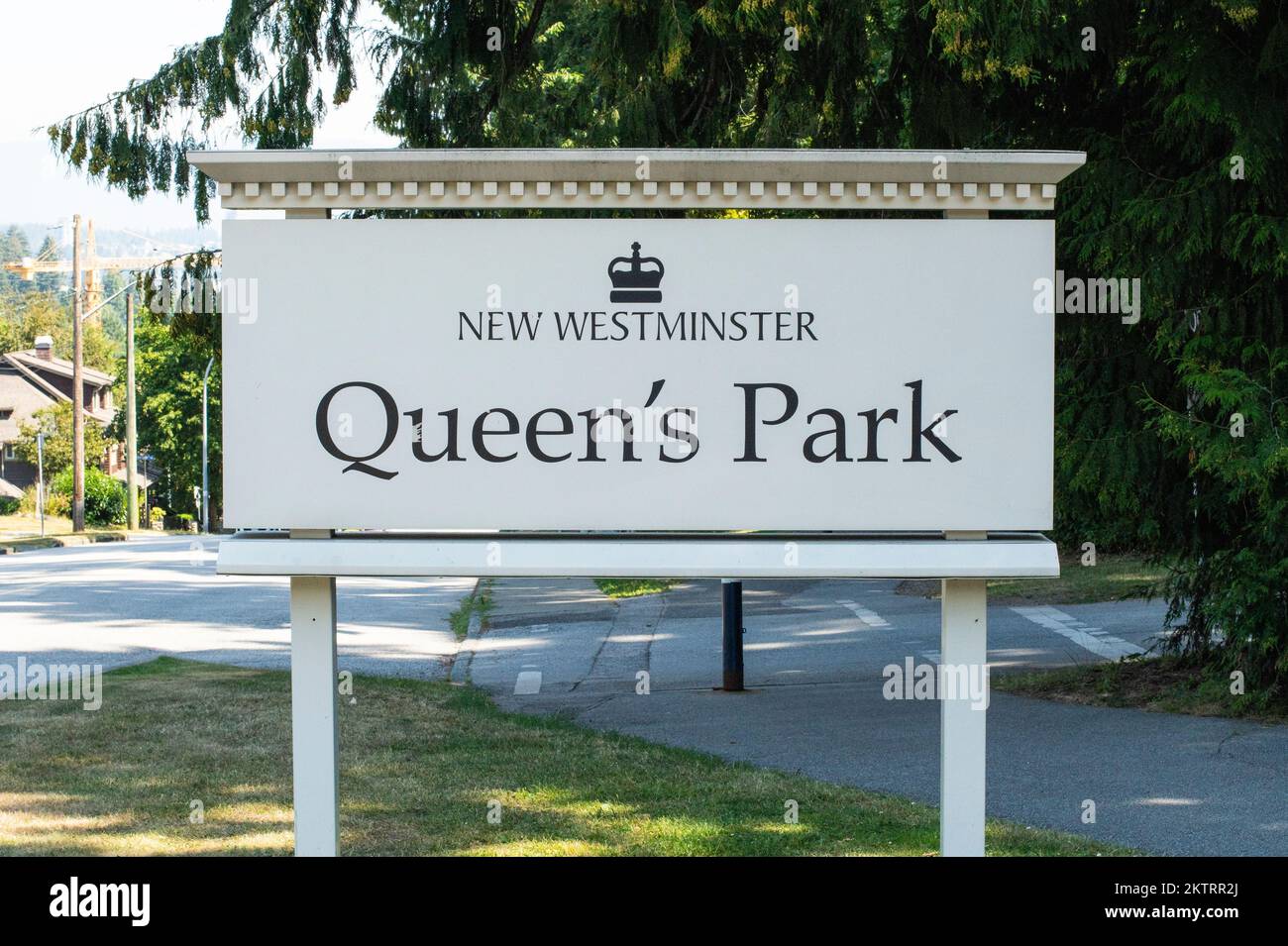 Welcome to Queen's Park sign, New Westminster, British Columbia, Canada ...