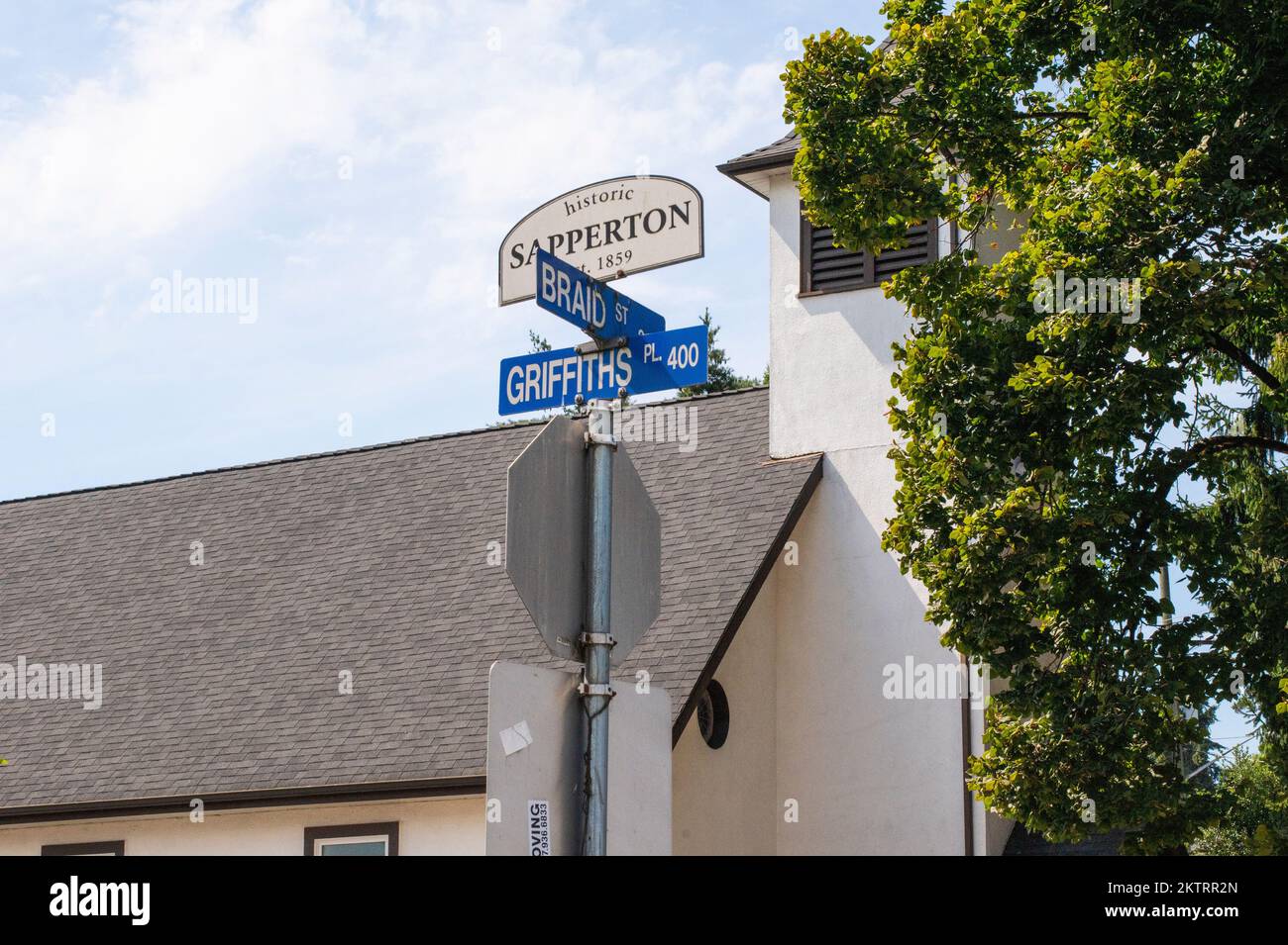 Sapperton sign at Griffiths and Braid in New Westminster, British ...
