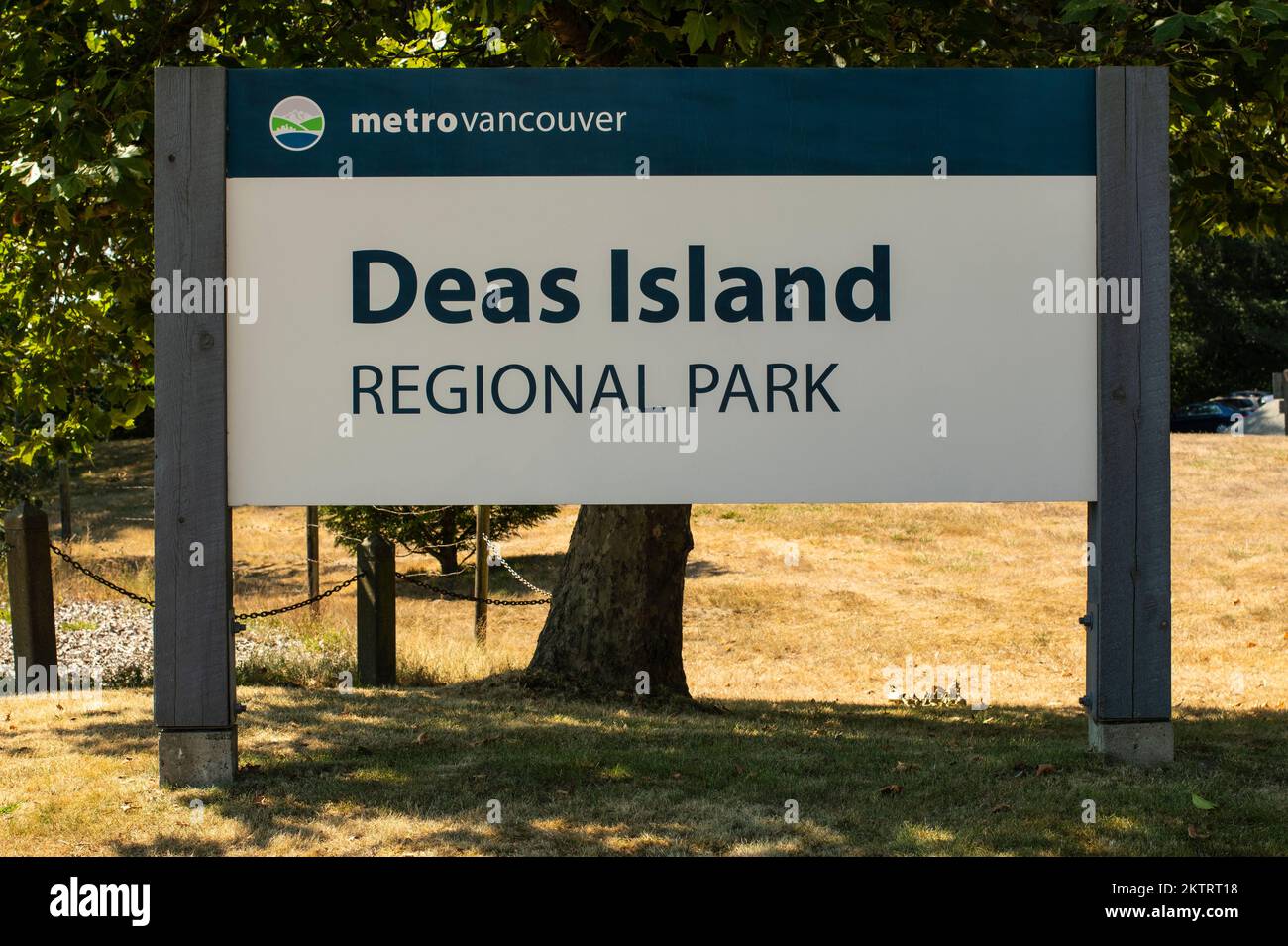 Deas Island Regional Park sign in Delta, British Columbia, Canada Stock ...