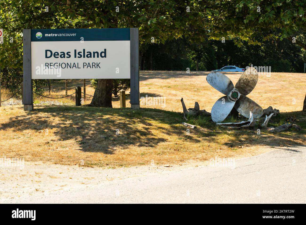 Deas Island Regional Park sign in Delta, British Columbia, Canada Stock ...