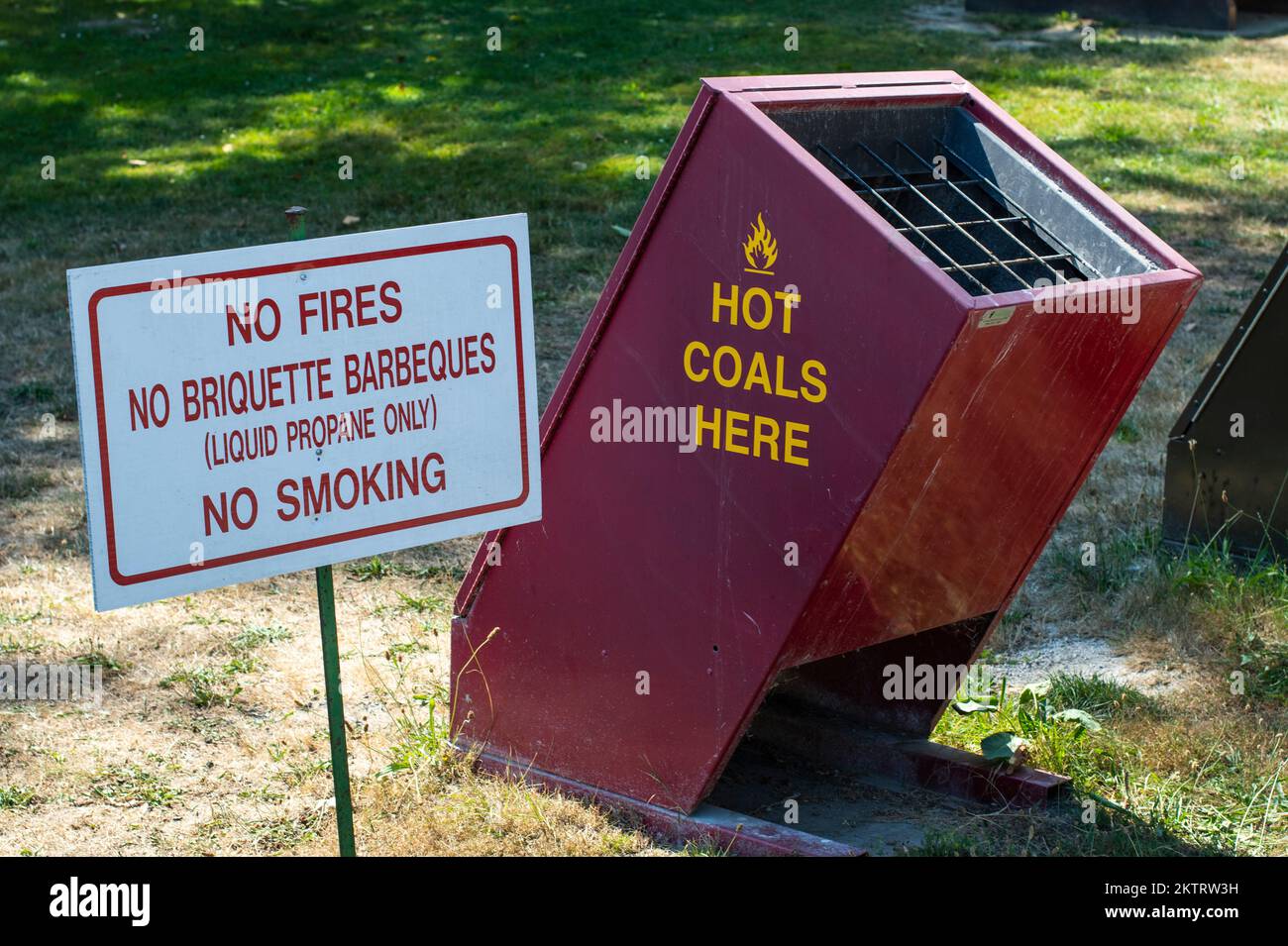Hot coals disposal bin at Deas Island Regional Park in Delta, British ...