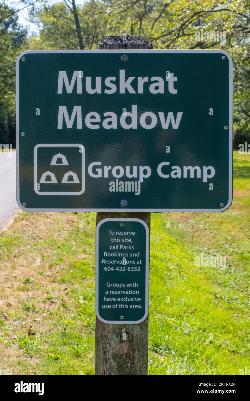 Muskrat Meadow sign at Deas Island Regional Park in Delta, British ...
