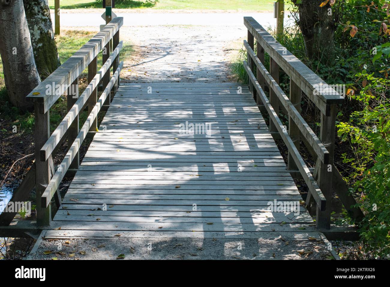 Wooden bridge in Deas Island Regional Park in Delta, British Columbia ...