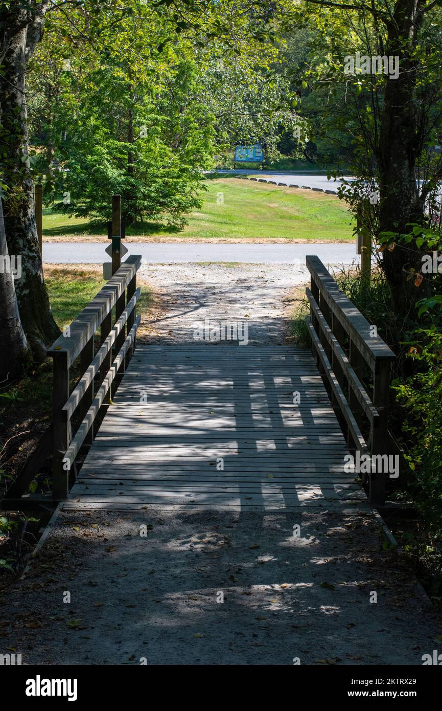 Wooden bridge in Deas Island Regional Park in Delta, British Columbia ...