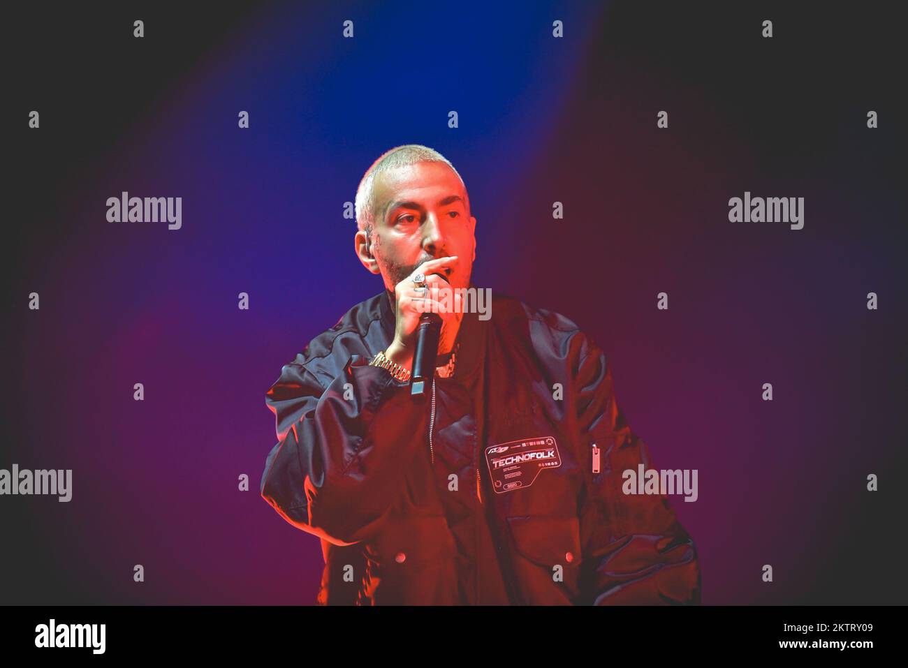 November 29, 2022, Naples, Italy: The Italian rapper LuchÃ¨ performs ...