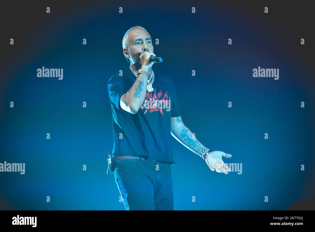 November 29, 2022, Naples, Italy: The Italian rapper LuchÃ¨ performs ...