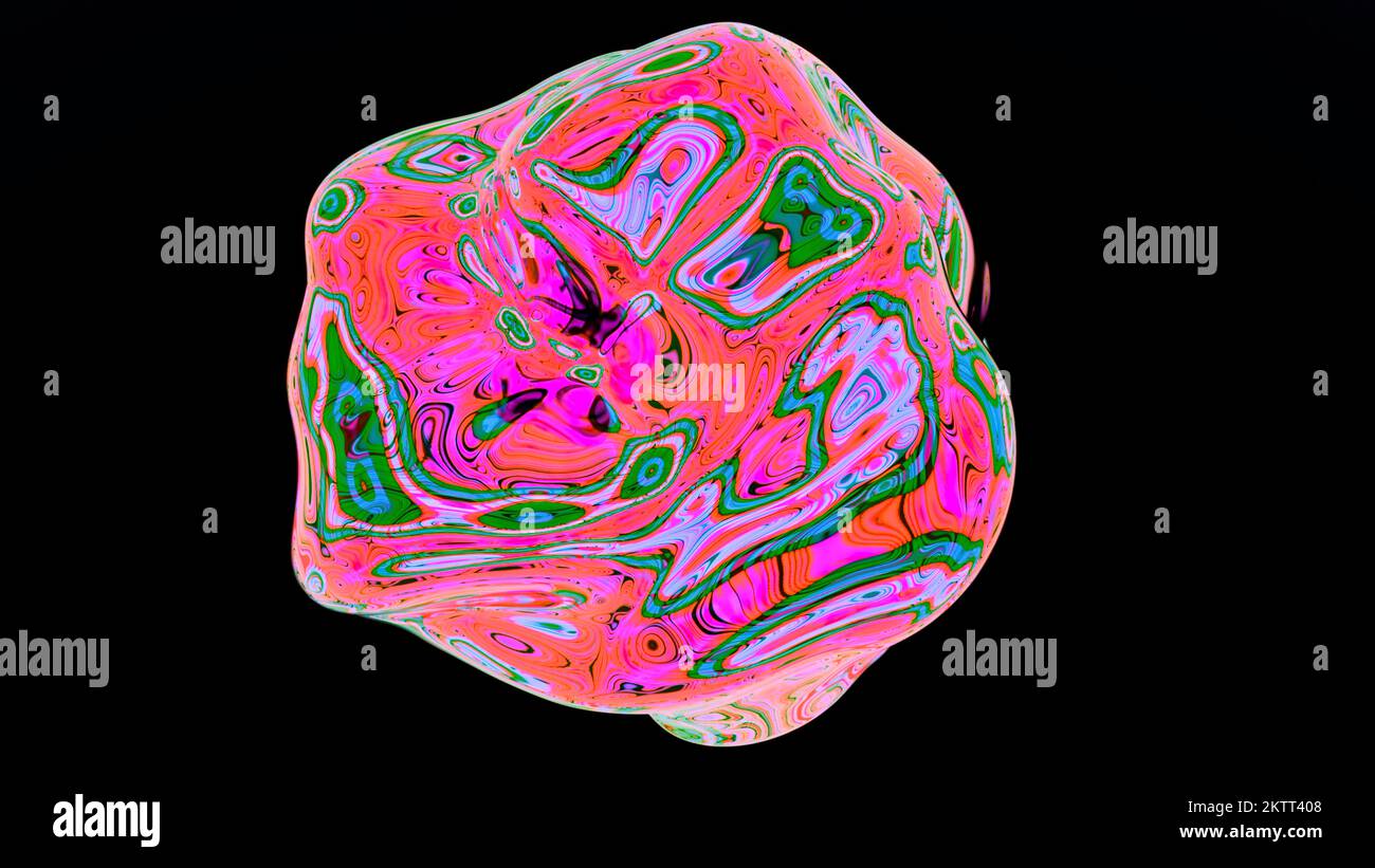 Black background. Design.Neon pink spot revolving around itself in ...